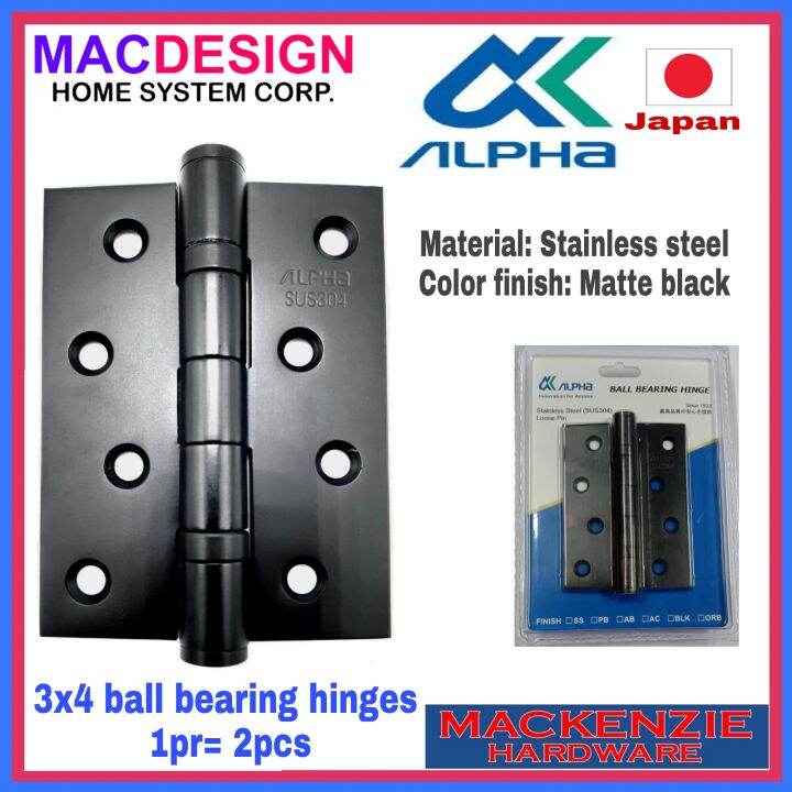ALPHA JAPAN MATTE BLACK 4 X 3 BALL BEARING HINGES ORB MACDESIGN HOME ...
