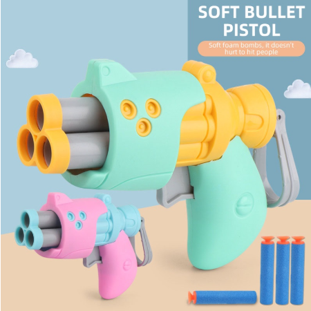Sponge Suction Cup Soft Bullet Gun Toy Continuous Shooting Revolver Toy ...