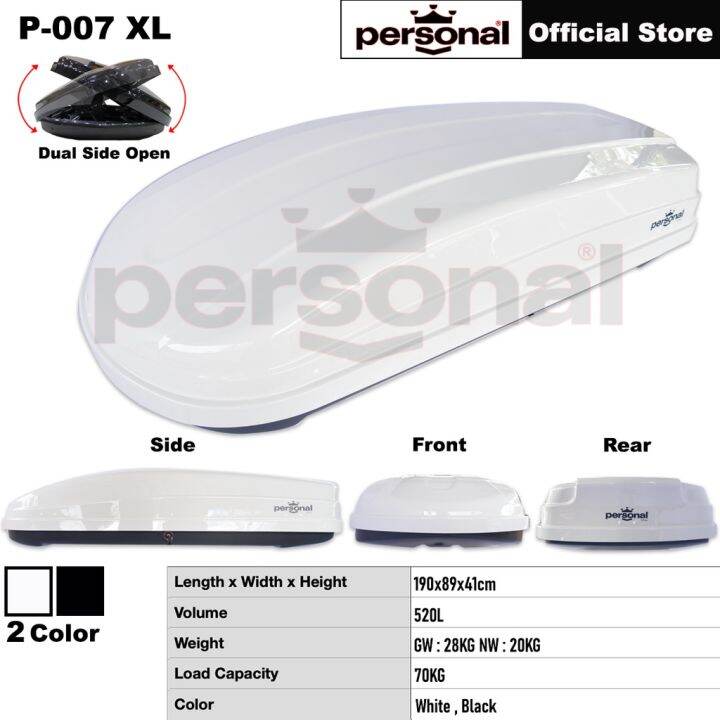 PERSONAL P-007 Car Roof Box PC Material (XL Size 520L) Glossy Black ...