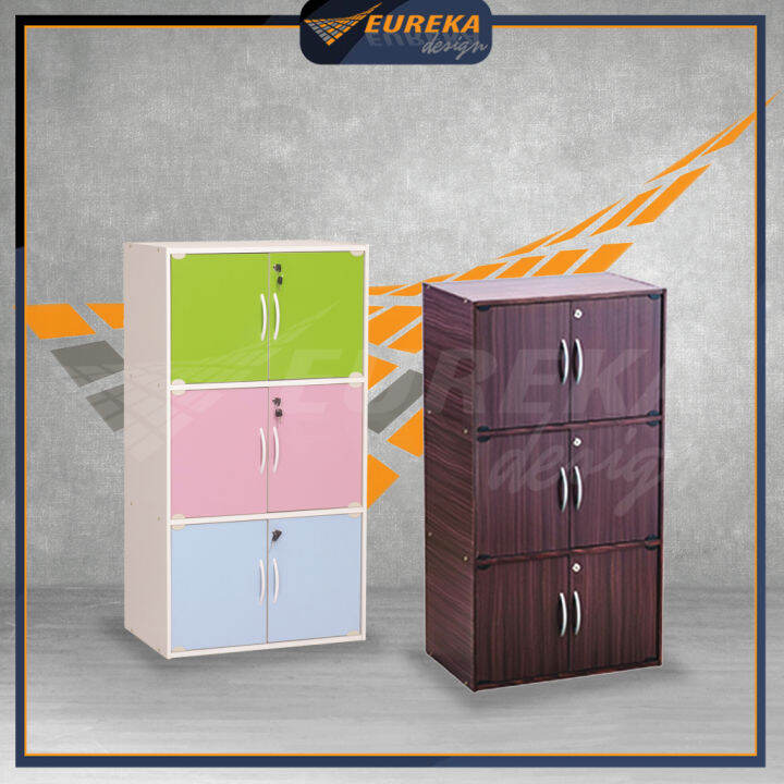 EUREKA DIY 6 Door Storage Cabinet Box Lock Wood / Almari Kabinet ...