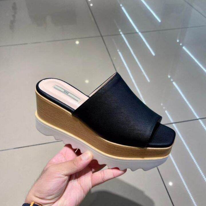 PLATFORM WEDGE SLIDE (black)-READY STOCK | Lazada