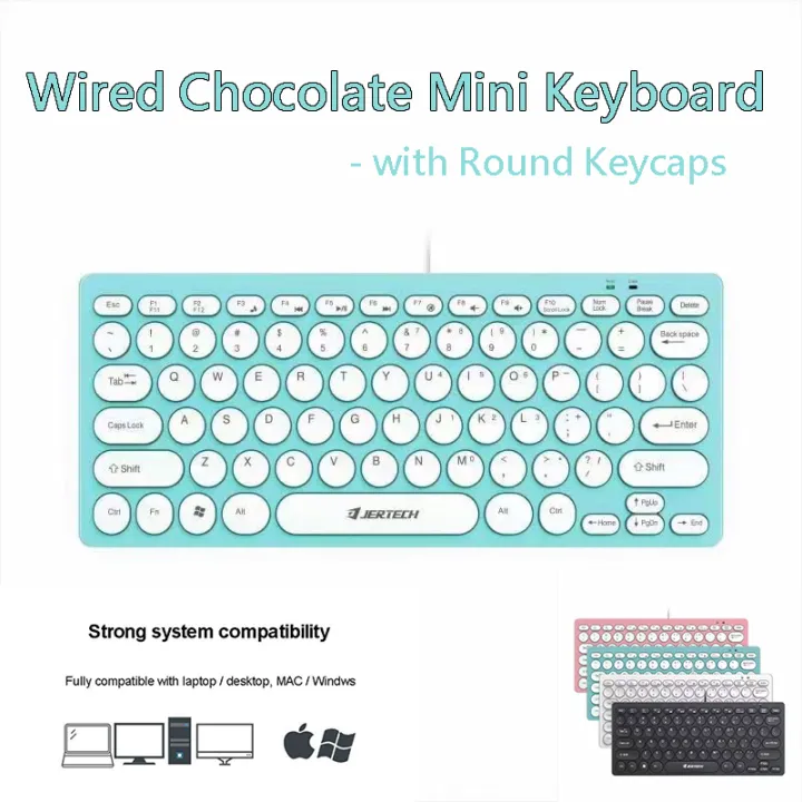 Wired Mini Keyboard Chocolate Keyboard with Round Keycaps Punk New ...