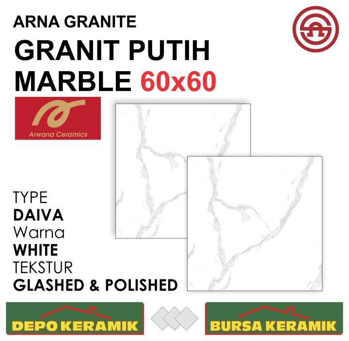 Granit Murah Putih Motif Glossy 60x60 DAIVA WHITE - ARNA | Lazada Indonesia
