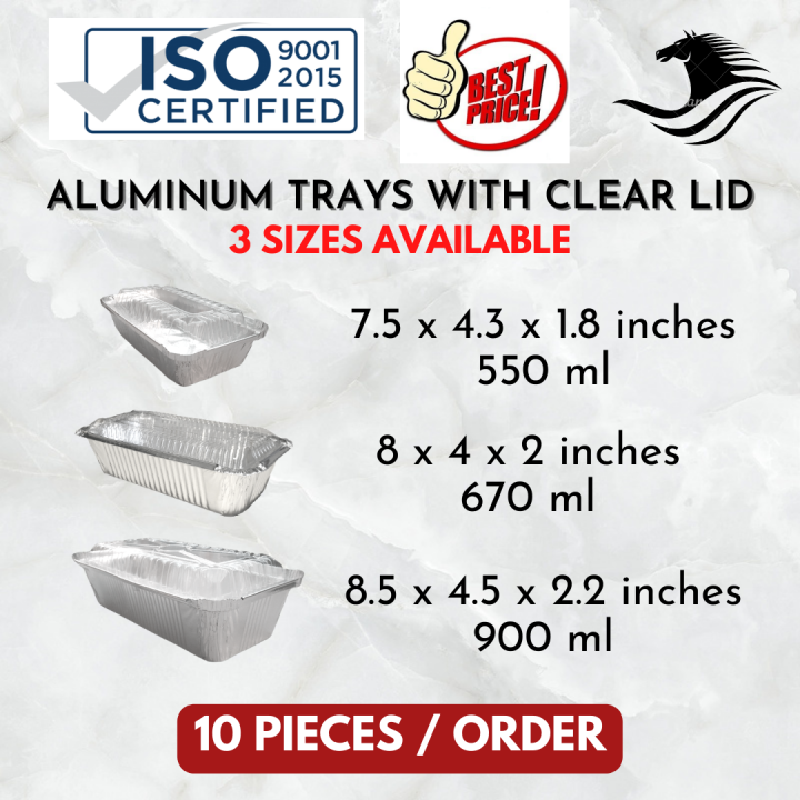 [ 10 Pieces ] Aluminum Foil Tray With Plastic Lid RE190 | RE205 | RE216 ...