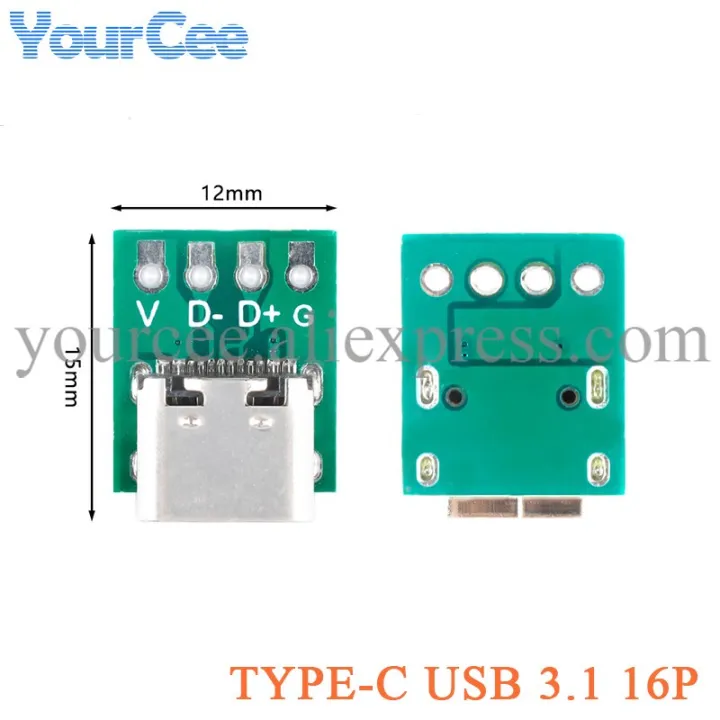 10Pcs USB 3.1 Type C Connector 16 Pin Test PCB Board Adapter 16 P ...