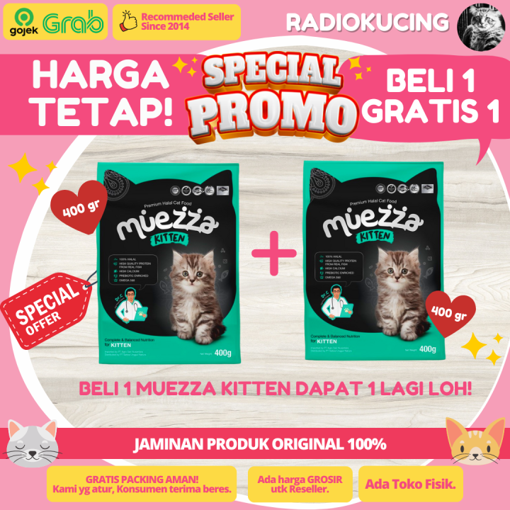 Muezza KITTEN 400 gr HALAL Cat Food Makanan Kucing [ JUWIES RADIO ...