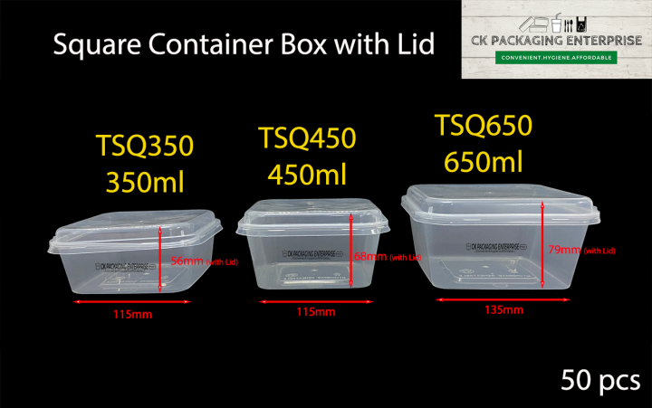 Square Container Box With Lid ,50sets± ,TSQ350, TSQ450 ,TSQ650 ,Tapao ...