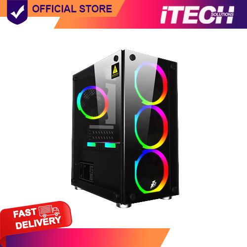 1STPLAYER FIREBASE X2 MID-TOWER GAMING CASE W/ TG-PANEL/ M-ATX (BLACK ...