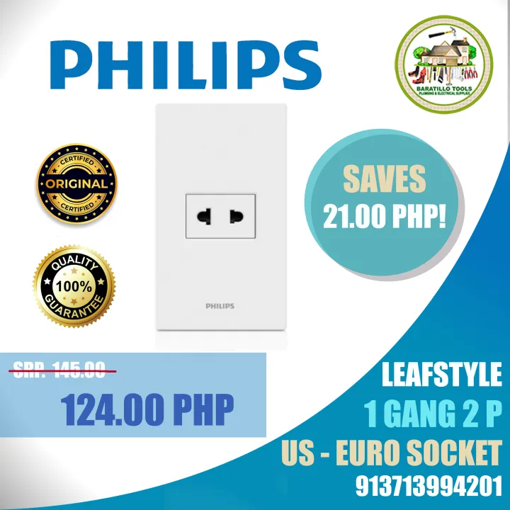 PHILIPS LEAFSTYLE 1 Gang 2P US- EURO Socket | Lazada PH