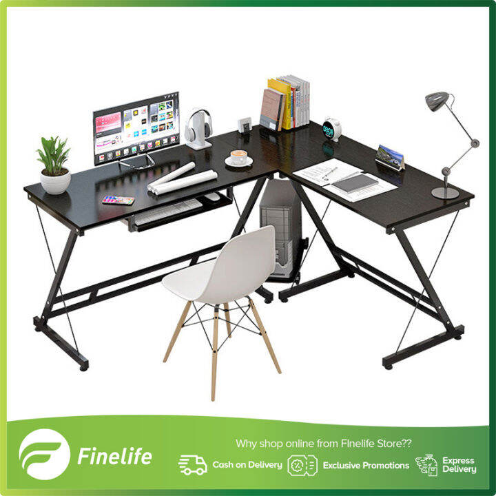 Finelife Home Corner Computer Table Modern Minimalist L Shaped Desktop Combination Desktop ...