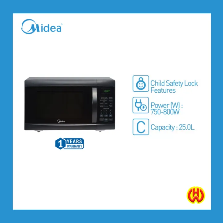 Midea Microwave Oven (25L) EM825AGS -BK Multi Stage Cooking Countertop Microwave | Lazada