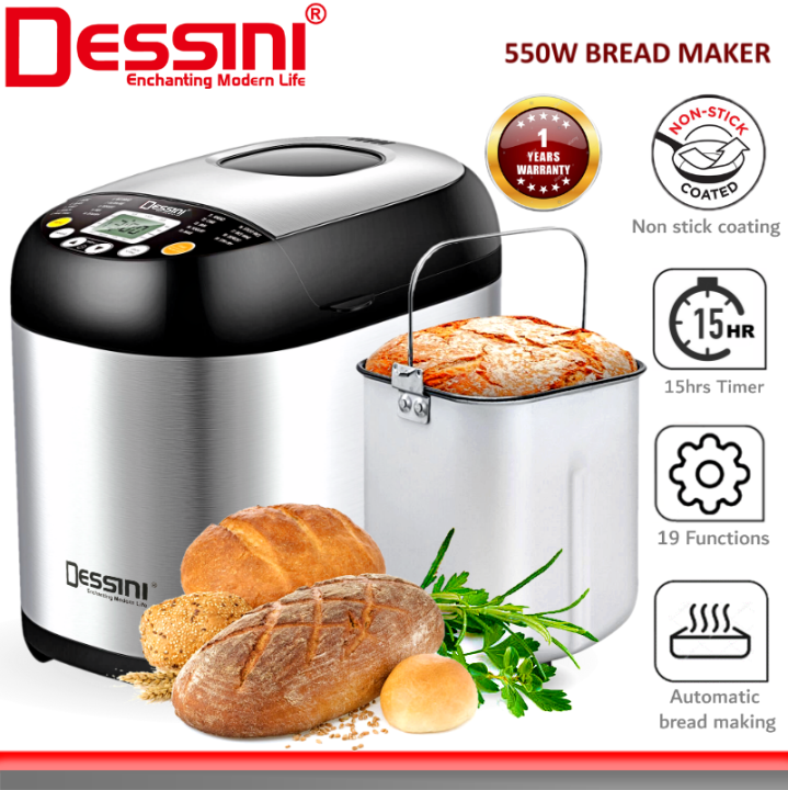 DESSINI ITALY 19-In-1 Programmes 1KG LCD Automatic Bread Maker ...