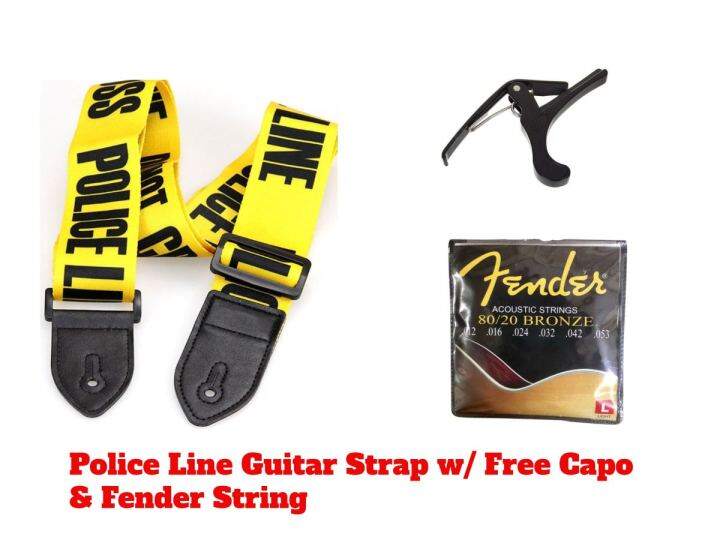 Police Line Strap with free Capo, and Fender Acoustic String | Lazada PH