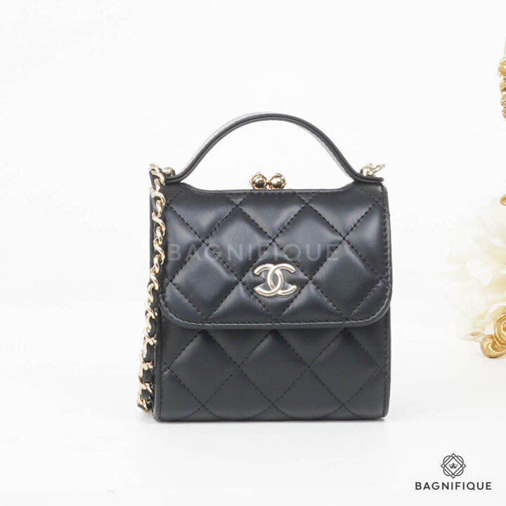 Chanel Vanity flap with handle mini black lamb ghw | Lazada.co.th