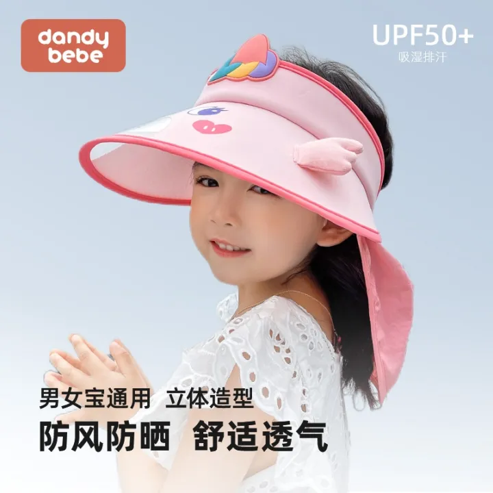 Children sunscreen cap empty summer covered face neck thin solar uv ...