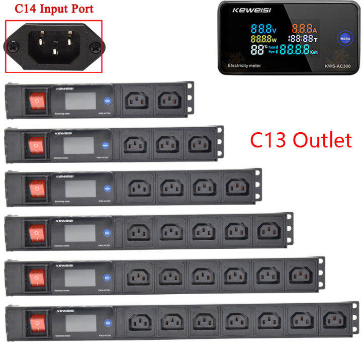 Power Strip iec C14 Outlets 2/3/4/5/6/7/8/9/10 Ways Socket home appliances Voltmeter Ammeter ...