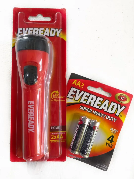 6-inch Original Eveready Flashlight with 2 pcs Batteries Size AA ...