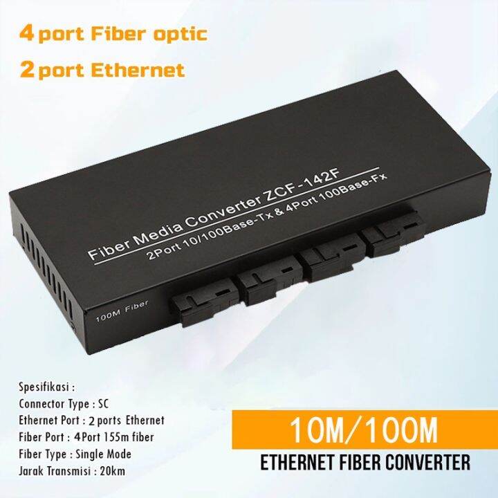 MEDIA Converter Fiber 4 Port FO 2 Port Lan 10/100 POE | Lazada Indonesia