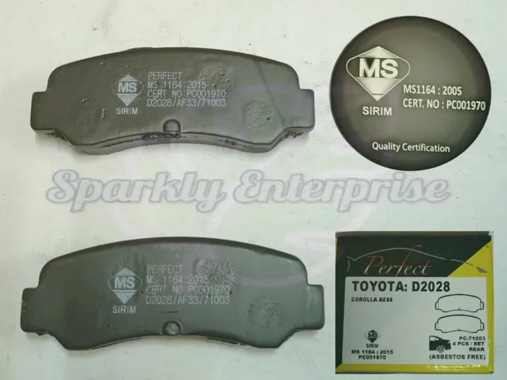 REAR DISC BRAKE PAD D2028 TOYOTA COROLLA AE86 , LEVIN TRUENO AE86 | Lazada