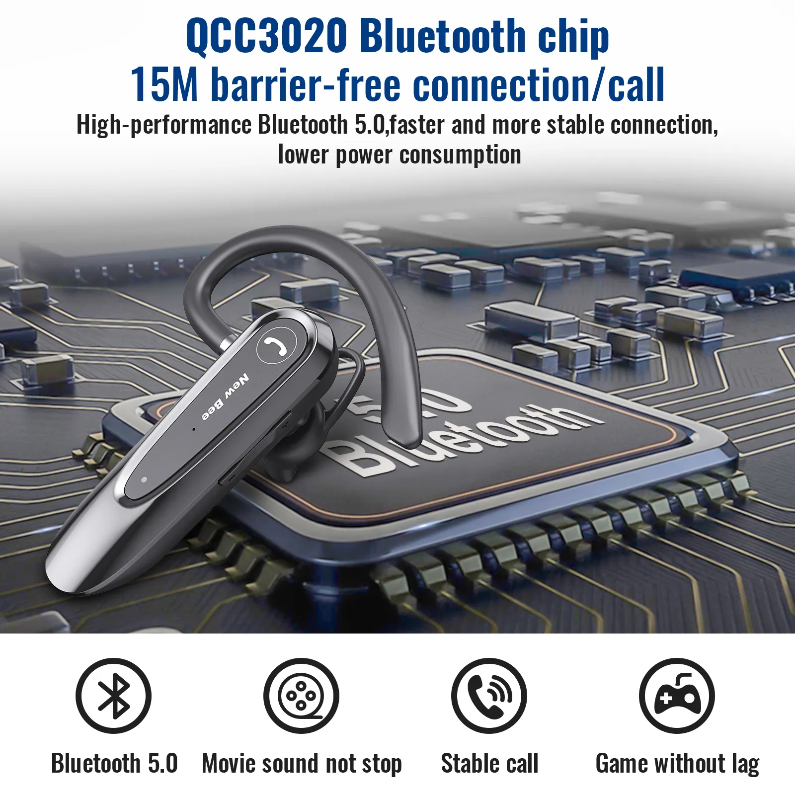 【รับประกัน 1 ปี】New Bee LC-B45 หูฟังบลูทูธ Bluetooth Earphoneบลูทูธ 5.0 ...