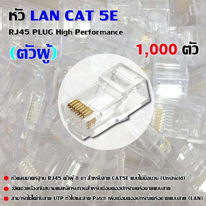 หัว LAN CAT 5E RJ45 PLUG High Performance (ตัวผู้ 1000 ตัว) | Lazada.co.th