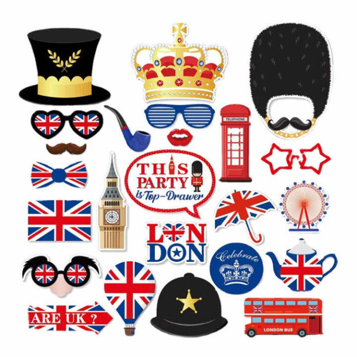 British Photo Booth Props UK Photo Booth Props 25 Pcs Props for ...