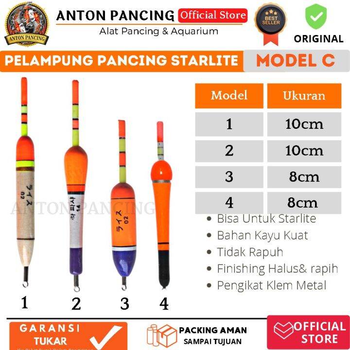 Pelampung Pancing Starlite Model C Kayu Pengait Model Klem Ukuran 8 cm ...
