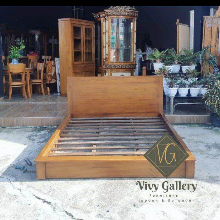 Tempat tidur dipan minimalis modern kayu jati custom 180x200 | Lazada ...