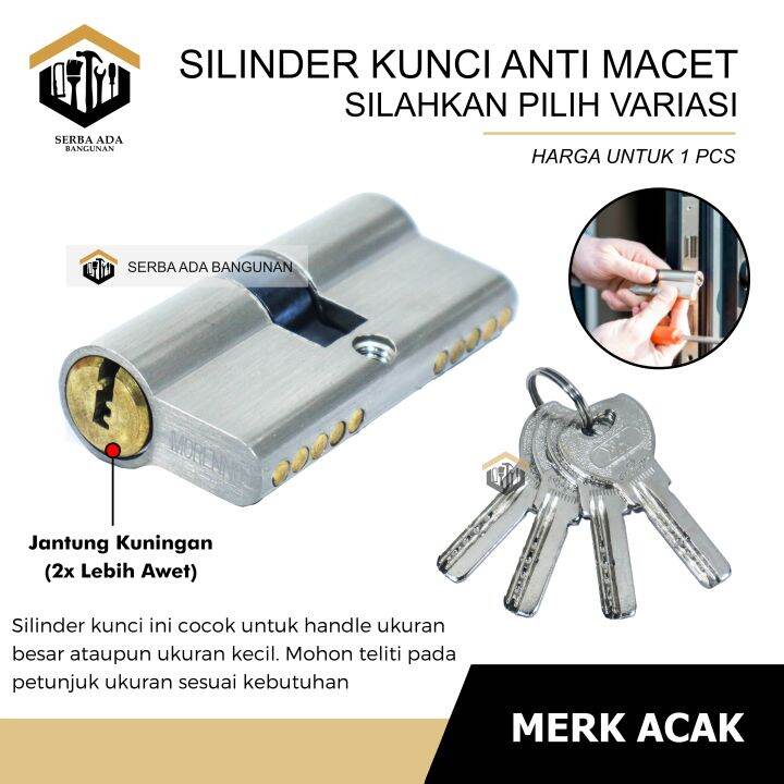 Silinder Kunci Pintu kecil dan besar Aluminium / Kunci Pintu Silinder / Kunci Alumunium Silinder ...