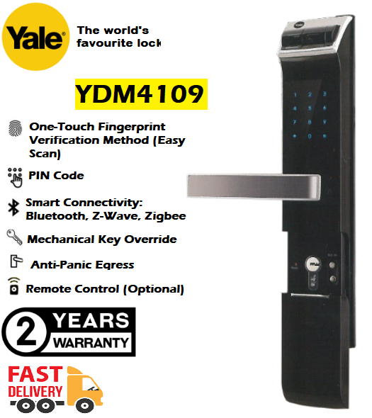 YALE YDM4109 Fingerprint Smart pin key Digital Door Lock YDM 4109 Kunci Pintu Digital Cap Jari ...
