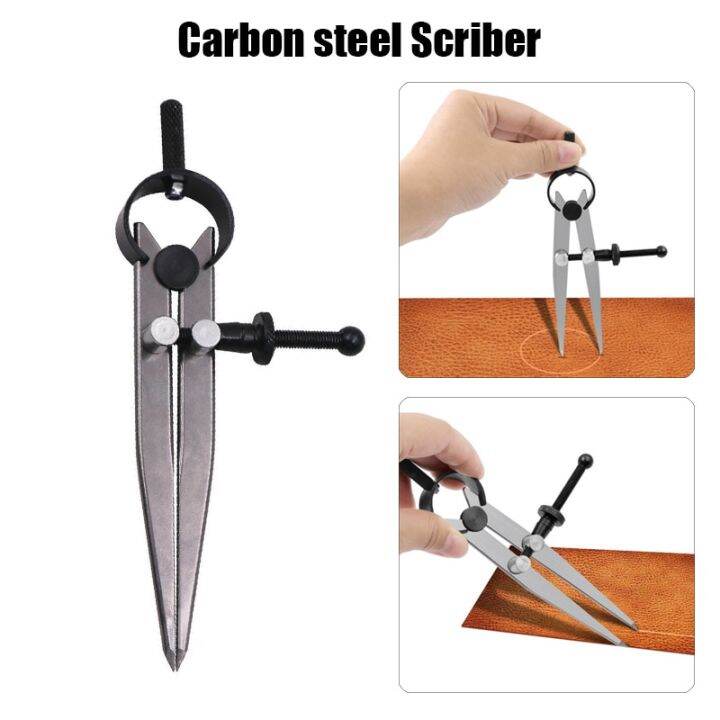 1PC เหล็กคาร์บอน Scriber Divider ล้อเข็มทิศหนัง Stitch Hole ระยะทางวัด ...