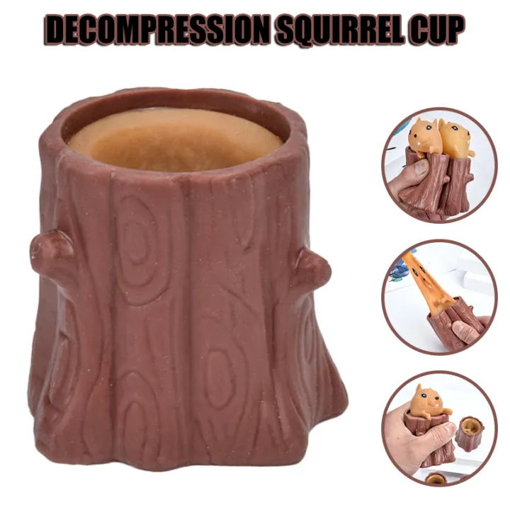 Popit 1 PCS Squeezable Squirrel Cup Tree Stump-shaped Decompression Toy ...