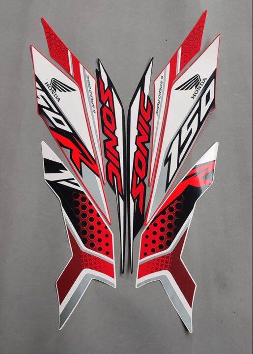 STIKER STRIPING & LIS BODY MOTOR SONIC 150R TAHUN 2017 MERAH HITAM ...