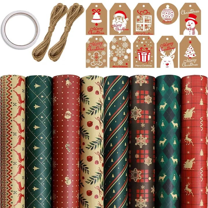 8 Sheets Gift Wrapping Paper,for Christmas Birthday Party Wrapping ...