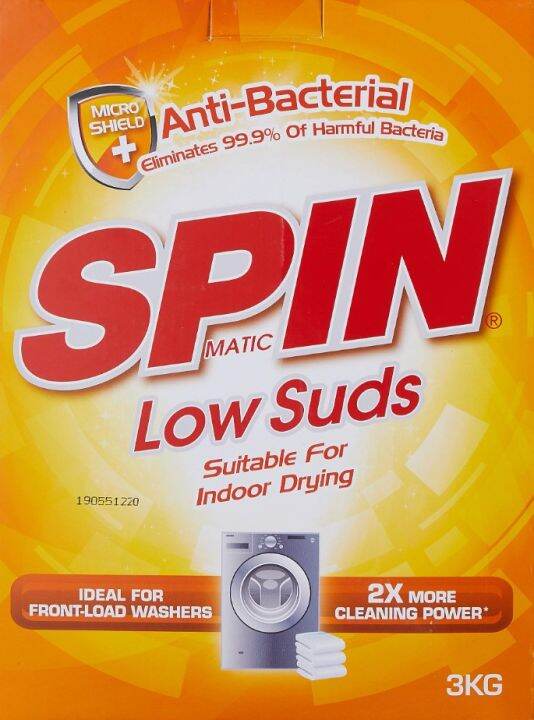 SPINmatic Low Suds Powder Detergent, Anti-Bacterial, 3kg | Lazada Singapore