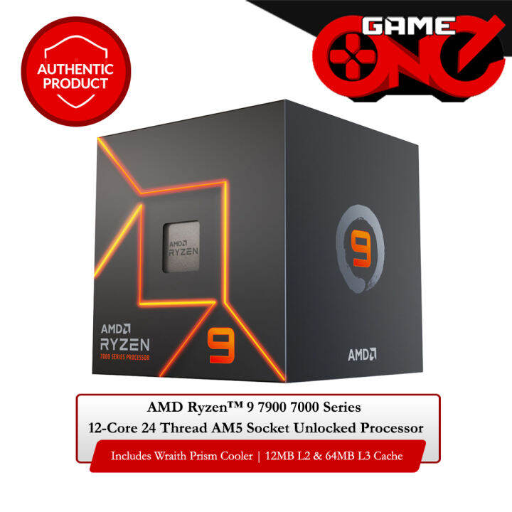 AMD Ryzen™ 9 7900 7000 Series 12-Core 24 Thread AM5 Socket Unlocked ...
