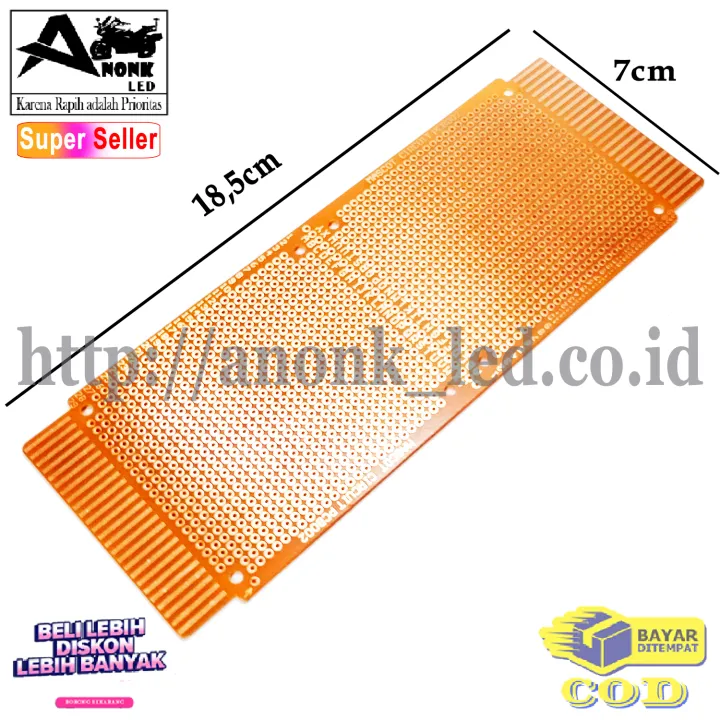 Papan PCB Bolong Polos / PCB Bolong Lubang IC Double Prototype 18,5 x ...