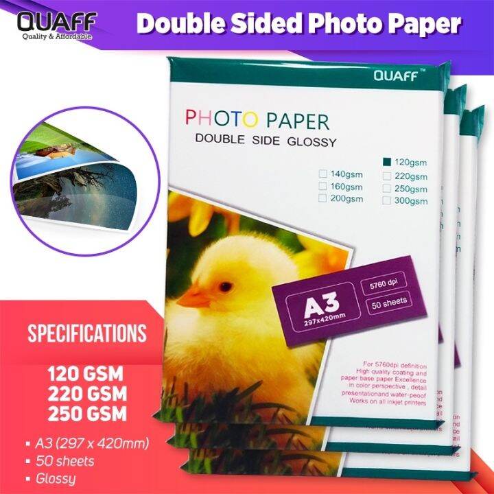 A3 Size Sided Glossy Photo Paper 120gsm / 220gsm 250gsm (50 sheets pack ...