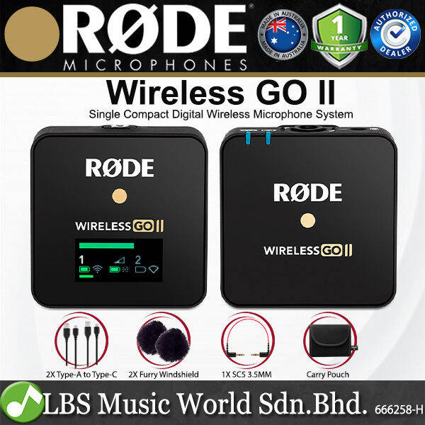Rode Wireless GO II Dual Channel Compact Digital Wireless Microphone System with Built In Mic ...
