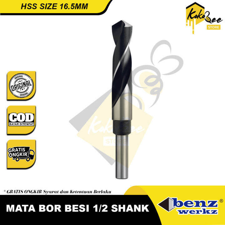 Mata bor besi HSS shank 1/2" - Reduced shank 16,5 mm besi kayu plastik ...