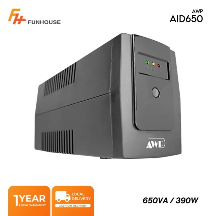 AWP AID650 Aide 390W-650VA UPS with AVR Uninterruptible Power Supply (4 ...