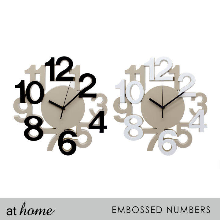 At Home Stylish Silent Analog Wall Clock Embossed Numbers Easy Read For ...