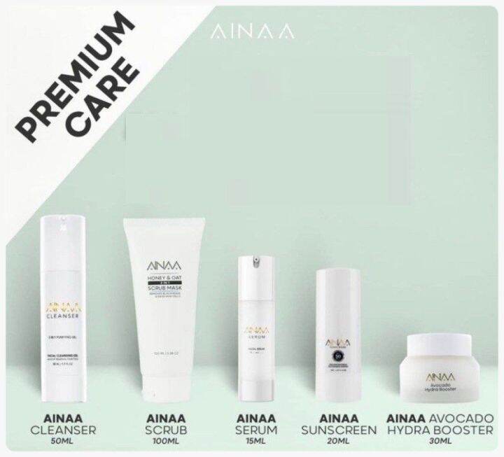 AINAA BEAUTY SET 5 IN 1 (CLEANSER,SCRUB,SERUM,SUNSCREEN,AVOCADO HYDRA ...
