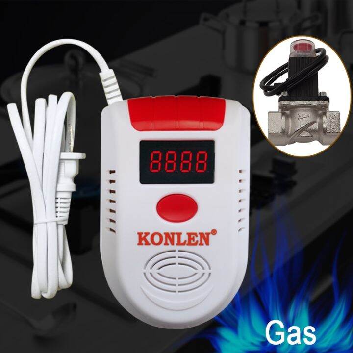 Ch4 Natural Gas Leakage Detector Solenoid Valve Shut Off Digital Lpg Methane Leak Alarm Sensor