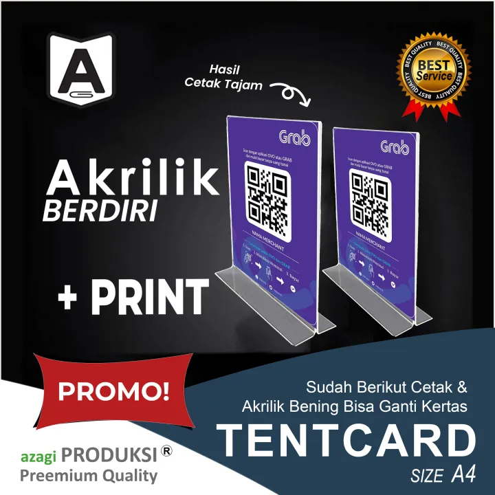 Akrilik Display A4 + Print Tempat QR Scan Tent Card Meja | Lazada Indonesia