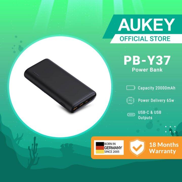AUKEY PB-Y37 20000mAh 65W PD Powerbank Fast Charge | Lazada PH