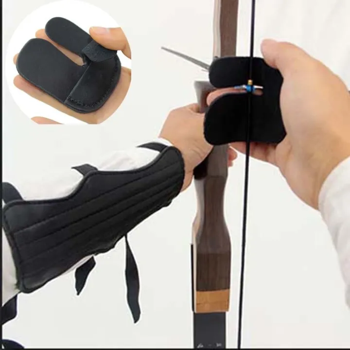 COD ️ 1ชุดอุปกรณ์ป้องกันวัสดุหนังหนาปลอกแขนสำหรับขี่จักรยาน Finger Tab ...