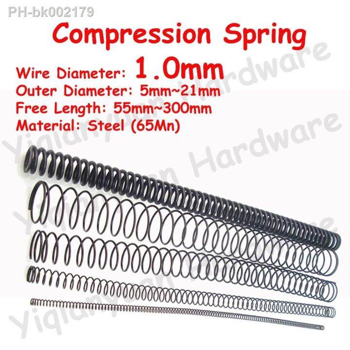 ﺴ 2Pcs 5Pcs Wire Diameter φ1.0mm 65Mn Cylidrical Coil Compression ...