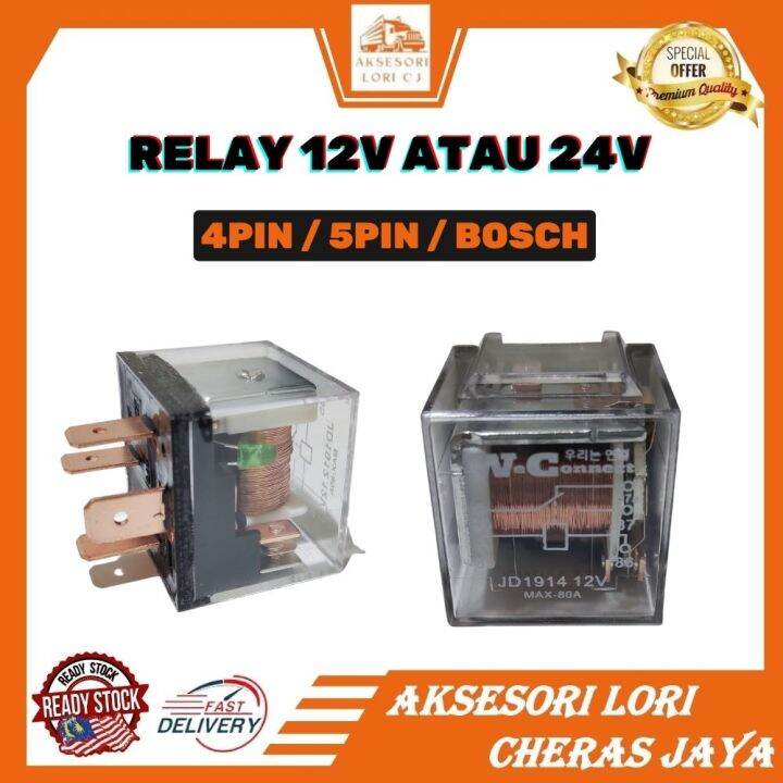 AKSESORI LORI CHERAS JAYA 12V 24V 180A 5 PIN RELAY WITH LED WATERPROOF ...