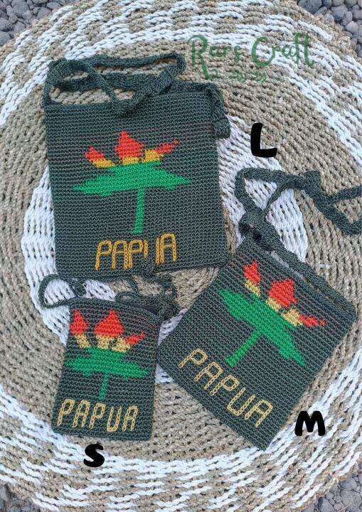 Tas Papua Daun , tas rajut , noken Papua, Tas selempang, Tas selempang ...